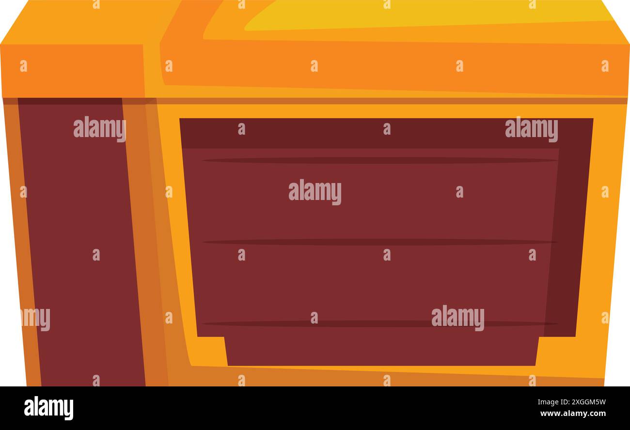 Closed wooden treasure chest with golden frame for user interface ...