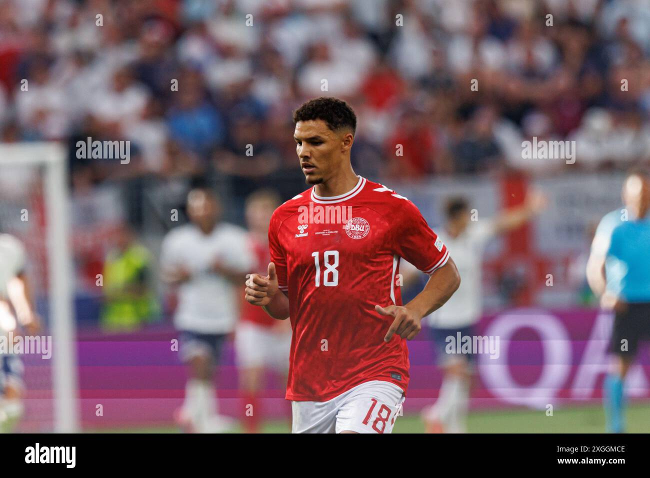 Alexander Bah seen during UEFA Euro 2024 game between national teams of ...