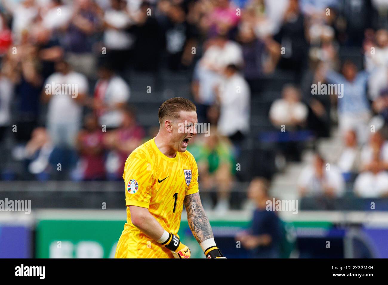 Jordan Pickford seen during UEFA Euro 2024 game between national teams ...