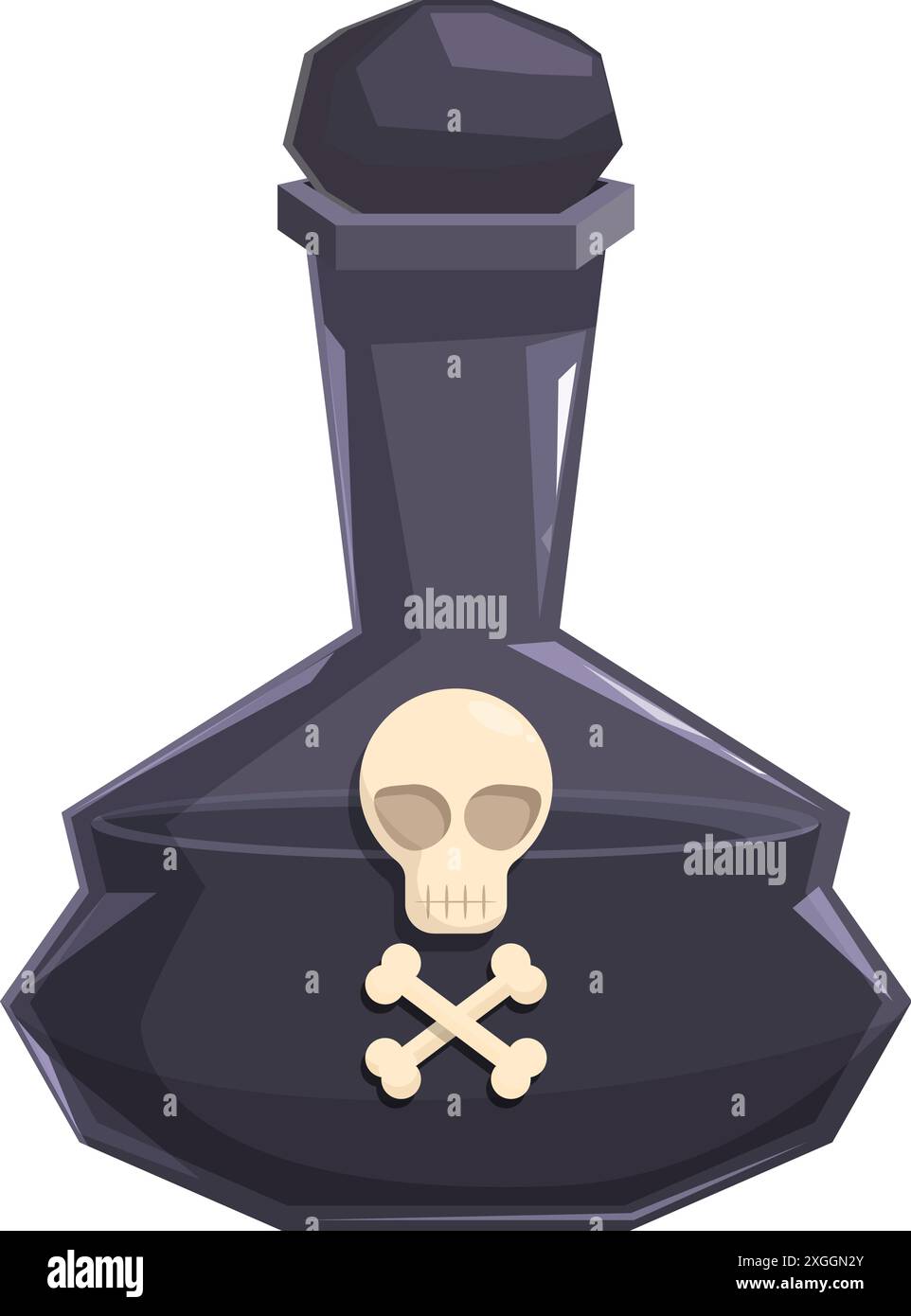 Cartoon style illustration of a glass poison bottle containing a ...
