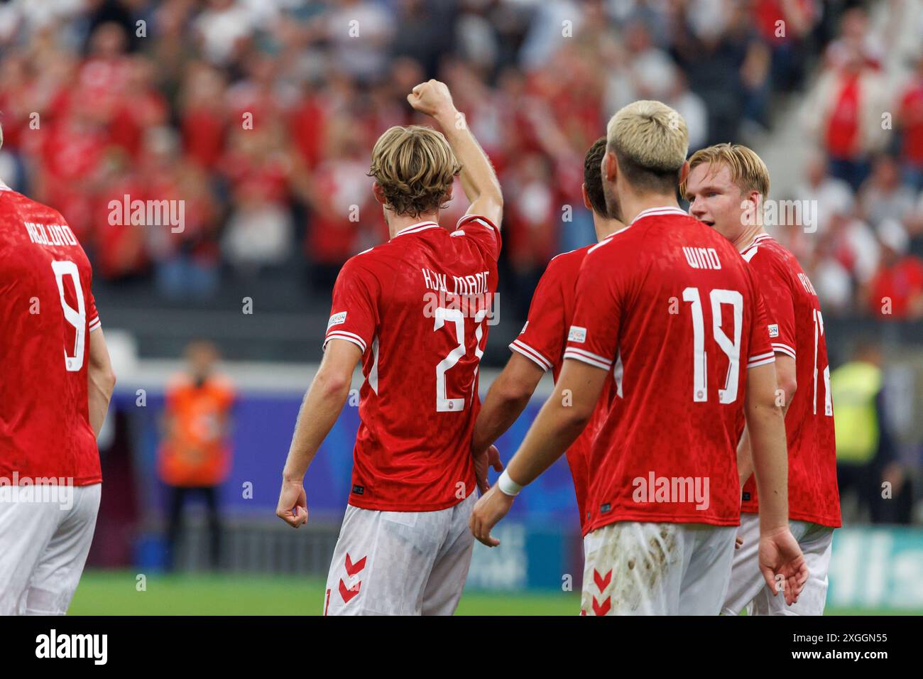 Morten Hjulmand seen celebrating after scoring goal during UEFA Euro ...