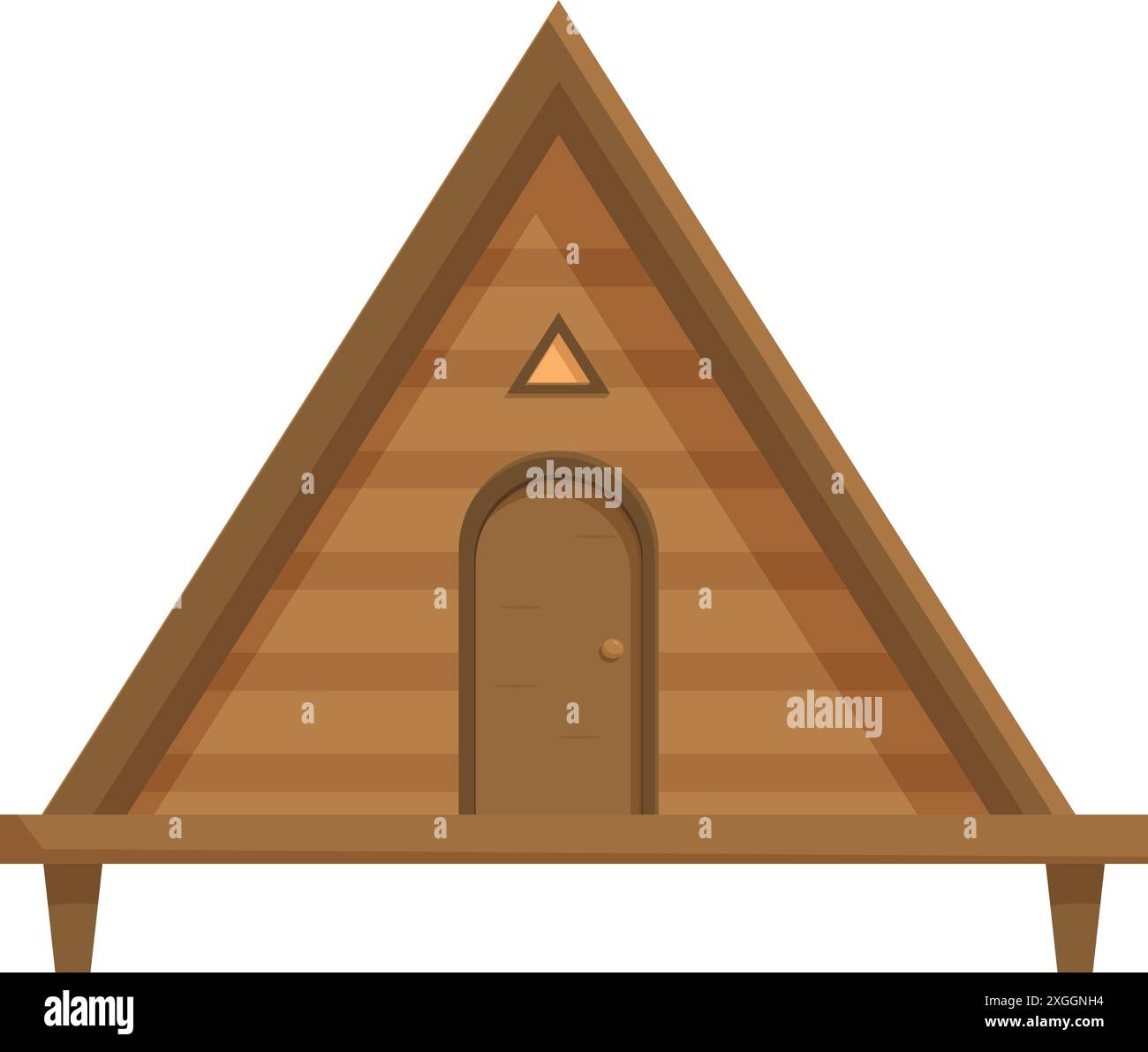 Small wooden hut standing on four legs with a triangular roof, a small ...