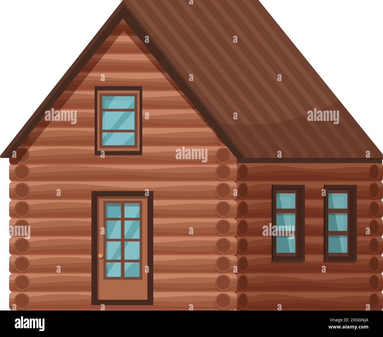 Brown log cabin building standing with windows and door hi-res stock ...