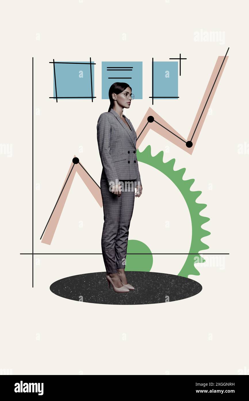 Vertical collage picture standing businesswoman worker employee manager ...