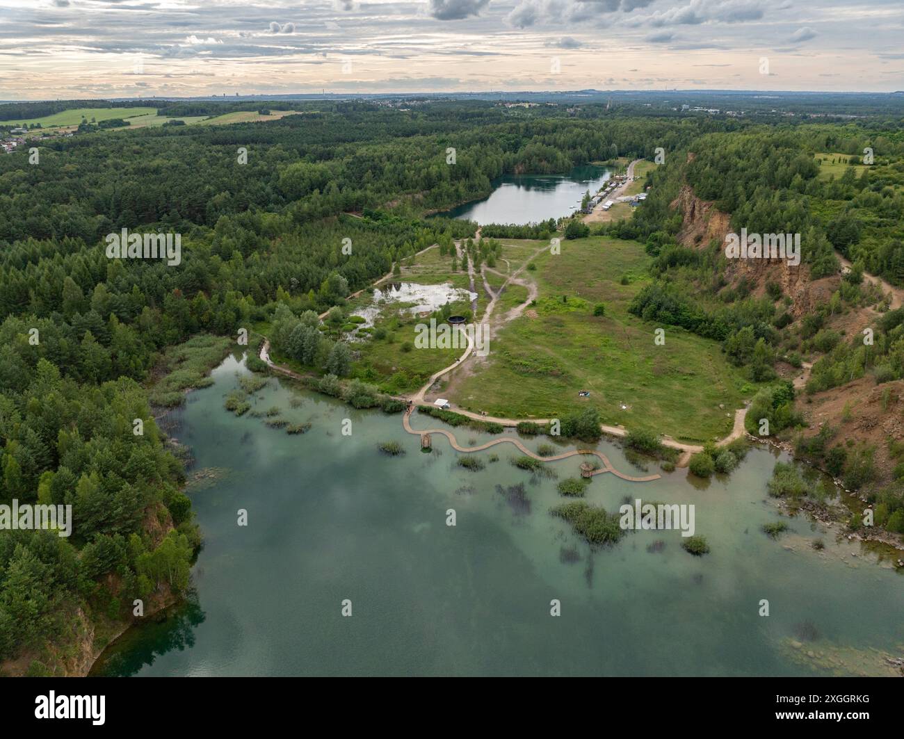 Polish Maldives Park Grodek in Jaworzno. Turquiose Water and Wooden ...