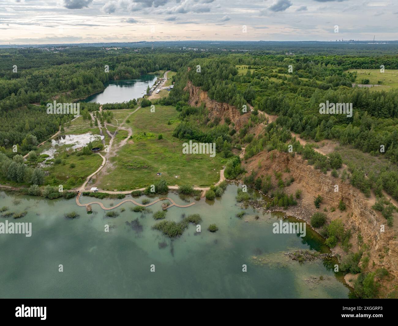 Polish Maldives Park Grodek in Jaworzno. Turquiose Water and Wooden ...