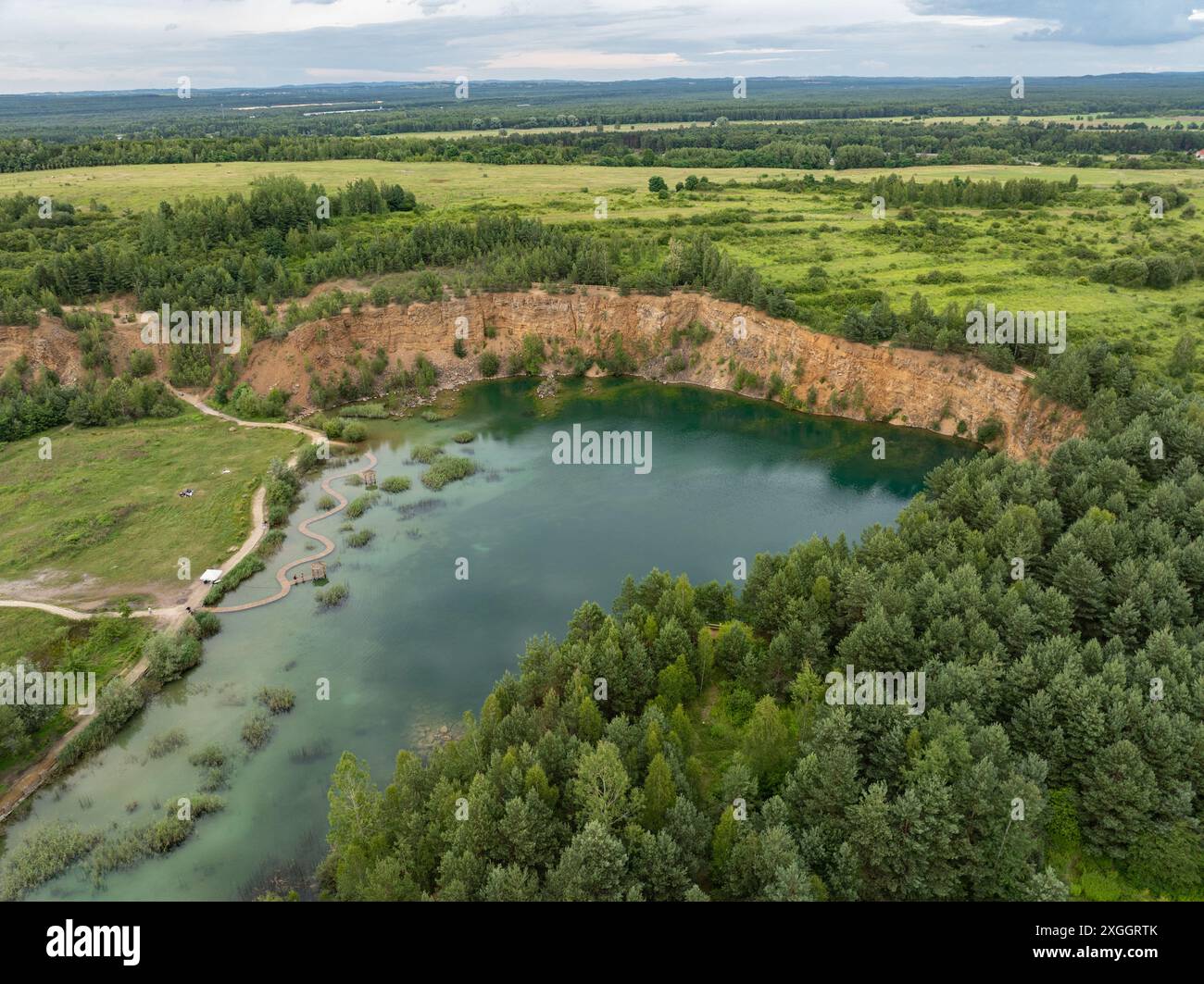 Polish Maldives Park Grodek in Jaworzno. Turquiose Water and Wooden ...