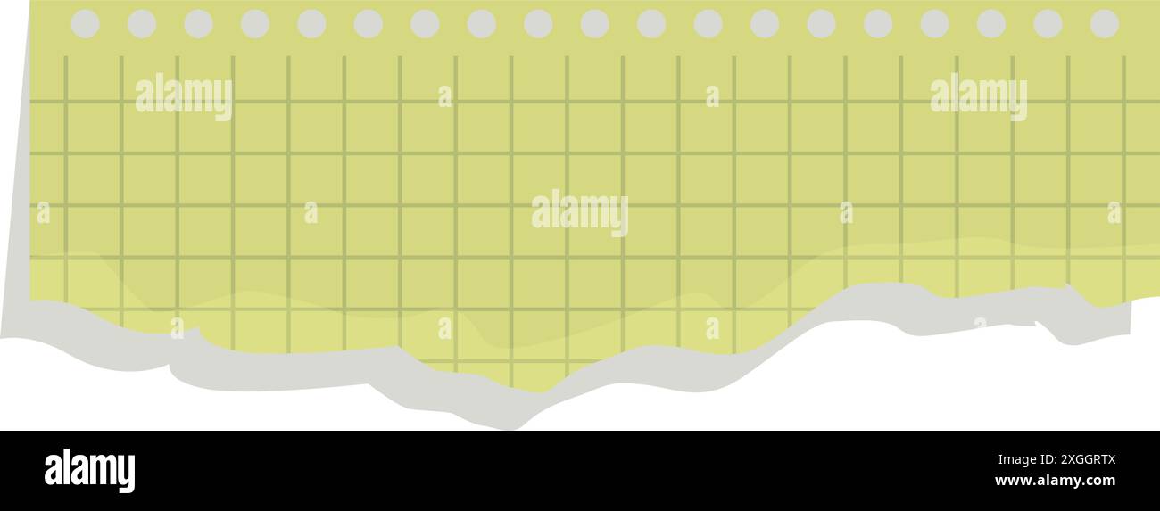 Piece of torn yellow notebook paper with a grid pattern is shown Stock ...