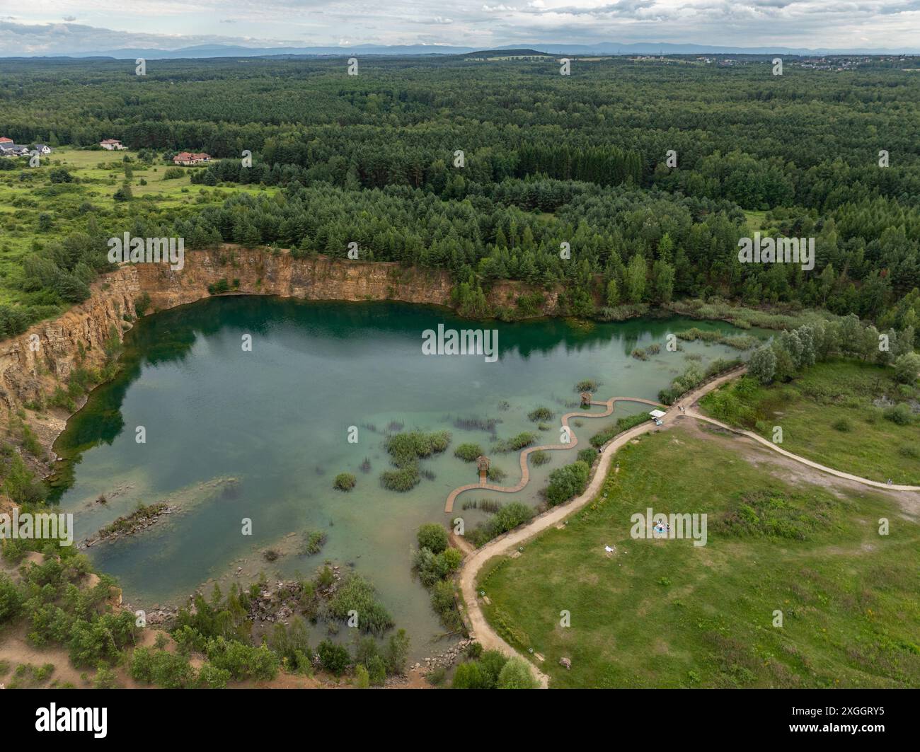 Polish Maldives Park Grodek in Jaworzno. Turquiose Water and Wooden ...