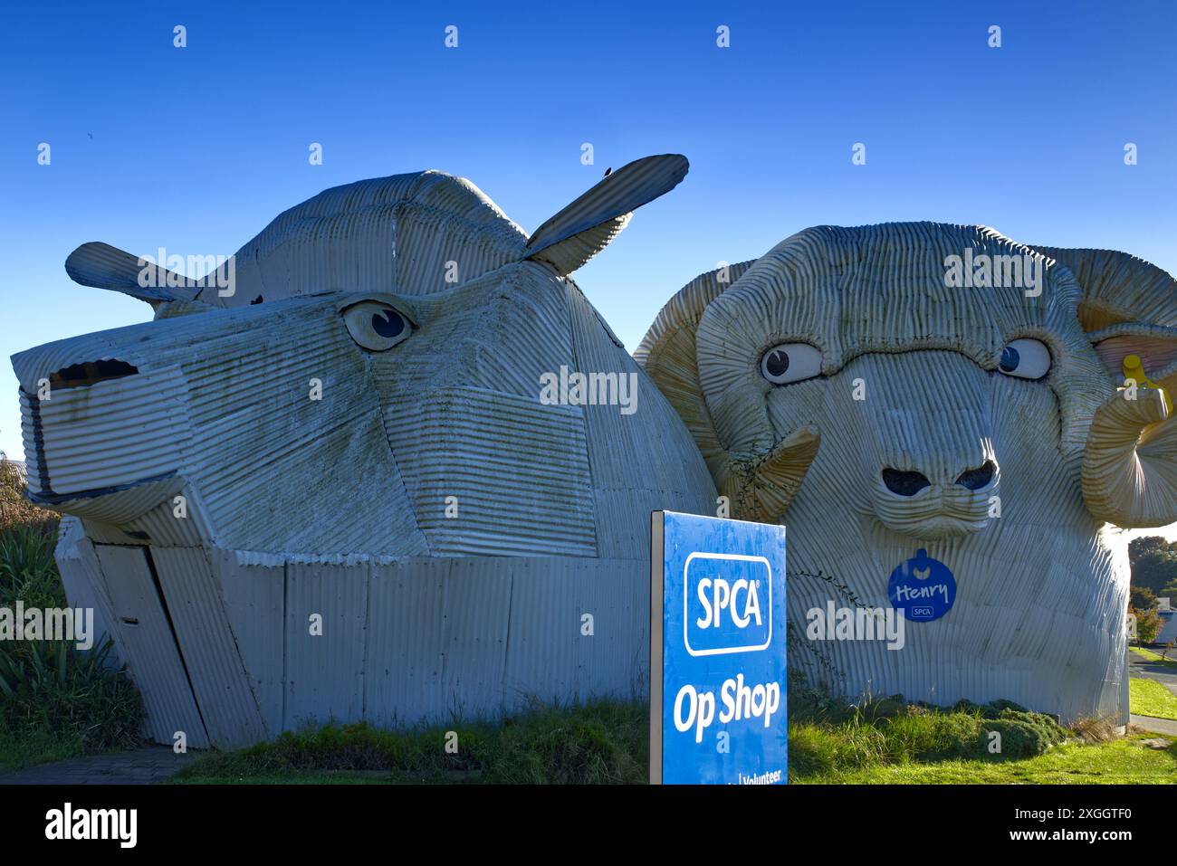 Tirau, North Island, New Zealand - Big Ram and Big Sheep in the town of ...