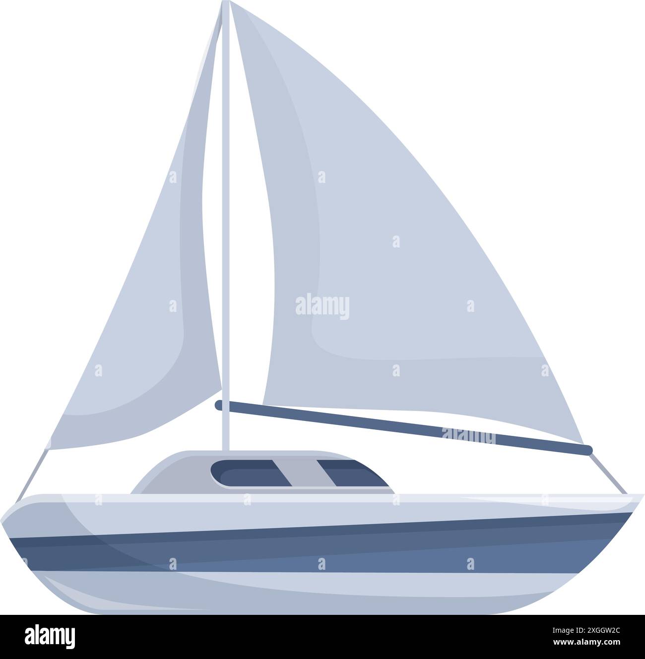 Modern sailboat is sailing on the sea with its sail open, enjoying a ...