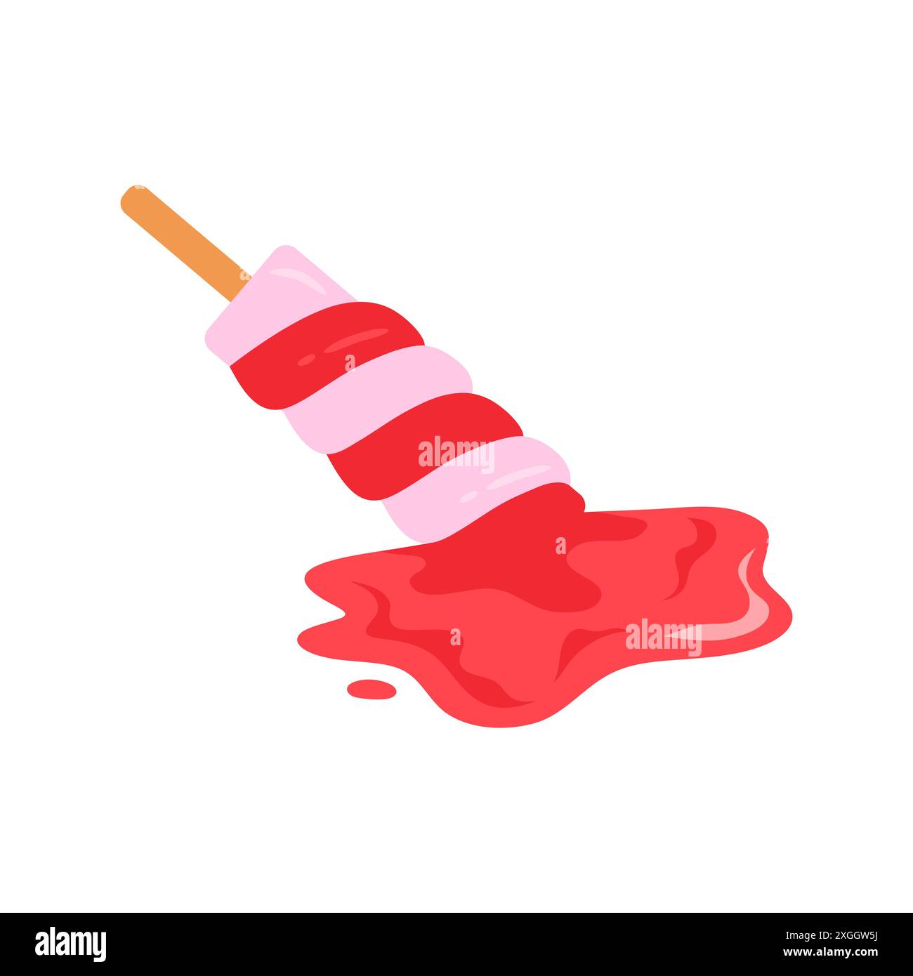 Dropped twisted ice cream on stick, frozen fruit yogurt melting and ...