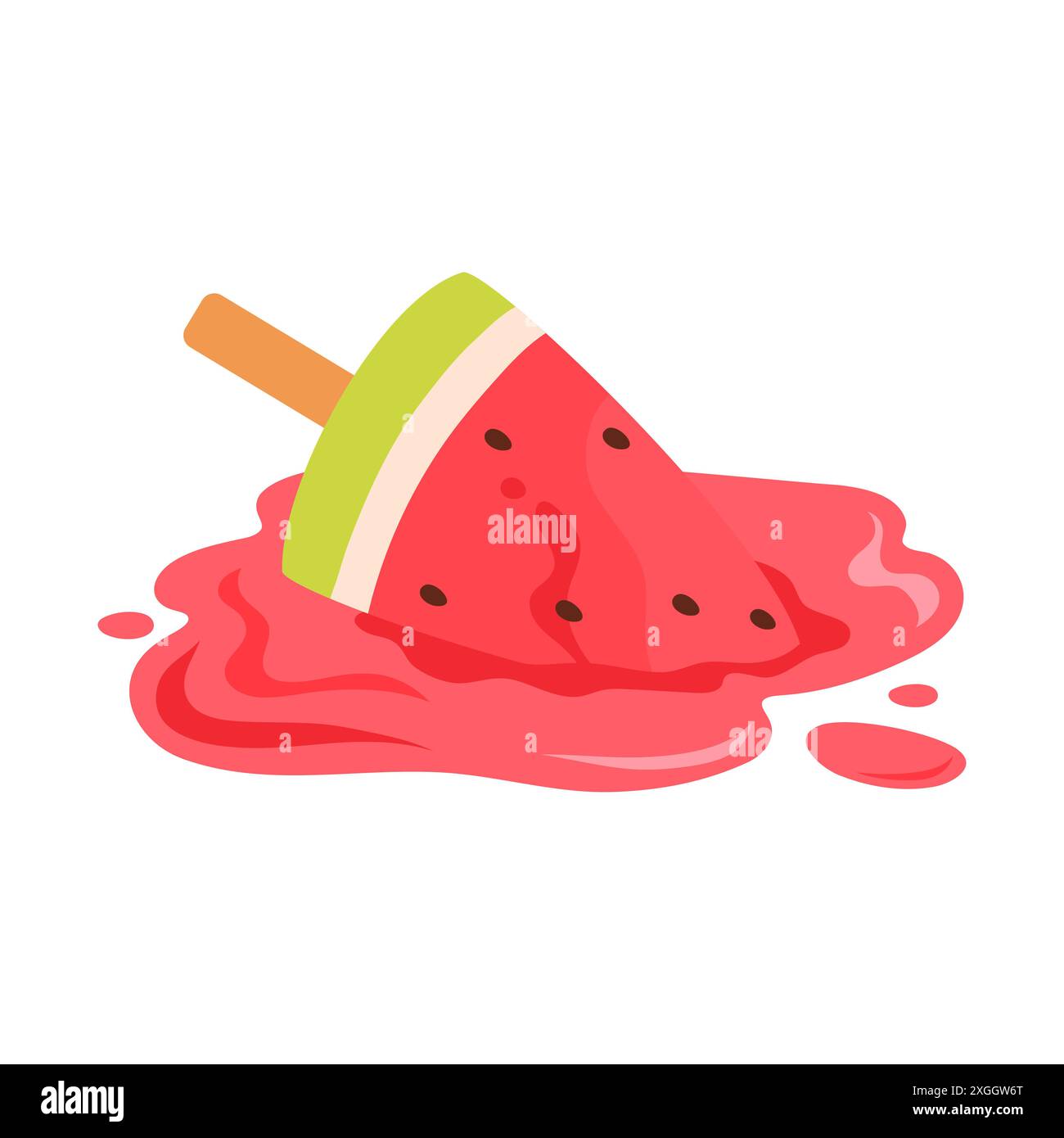 Dropped ice cream on stick in shape of watermelon triangle slice vector ...