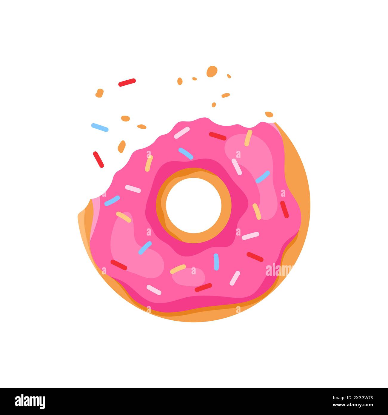 Bitten glazed donut while eating, doughnut with glaze and candy ...