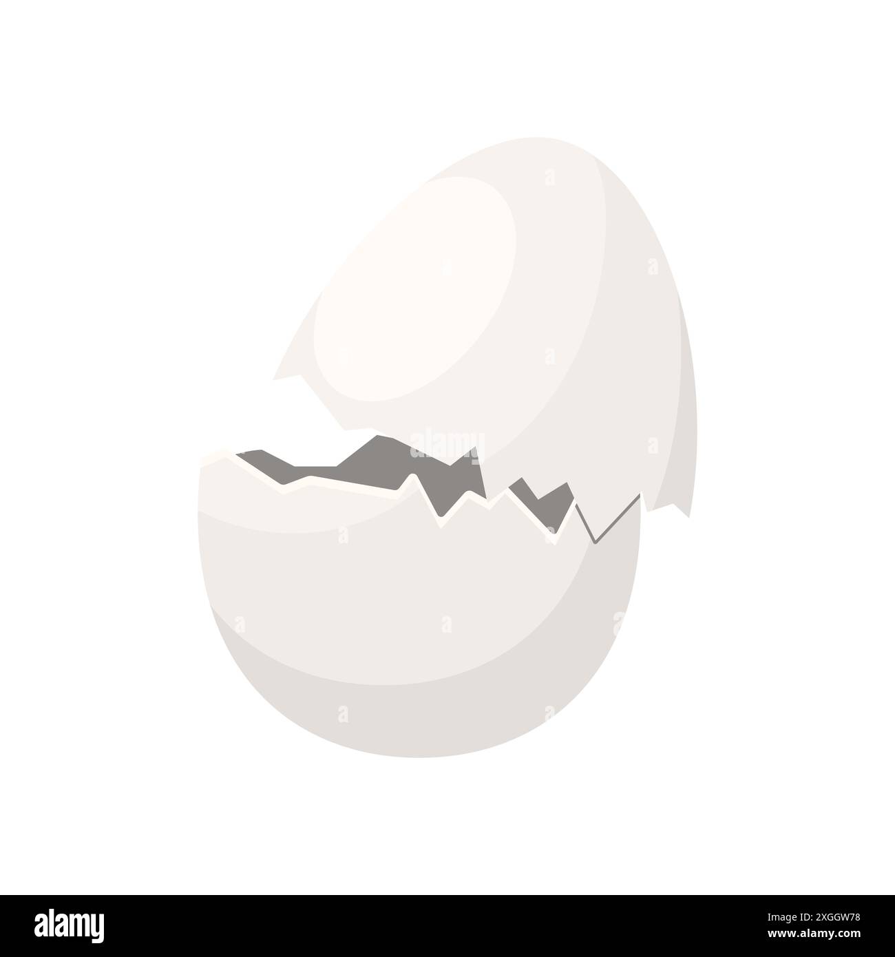 Broken half white egg without chick, empty shell after crash vector ...