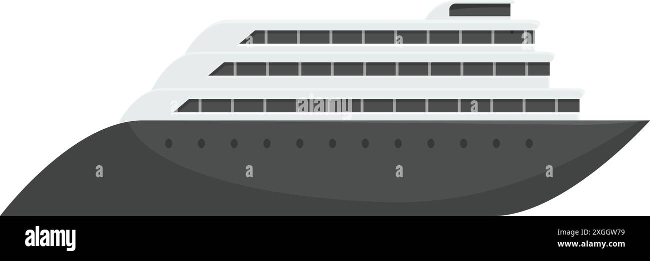 Big modern cruise liner ship sailing on water, side view, isolated on ...
