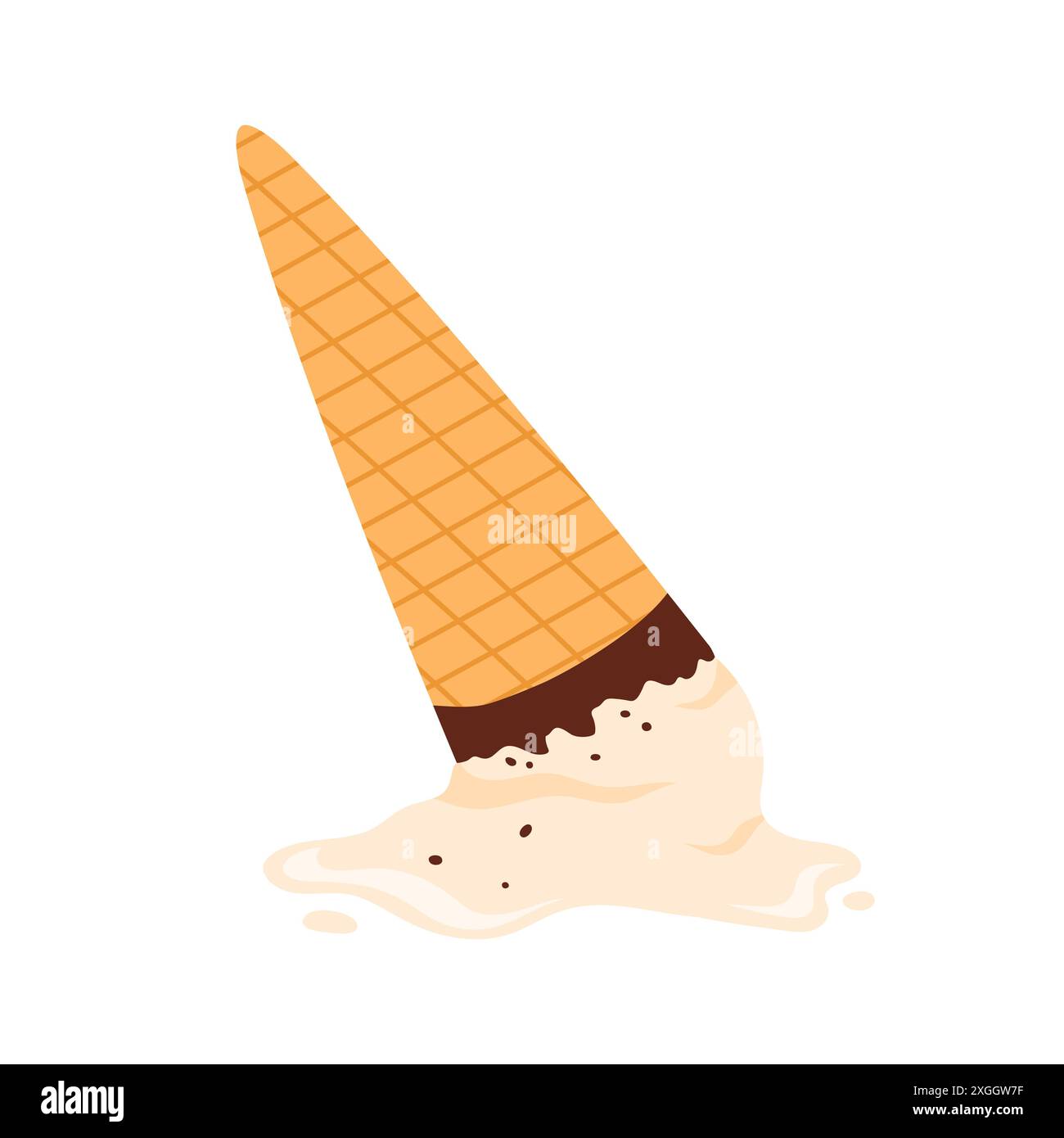 Dropped ice cream, melted one scoop of vanilla gelato in waffle cone ...