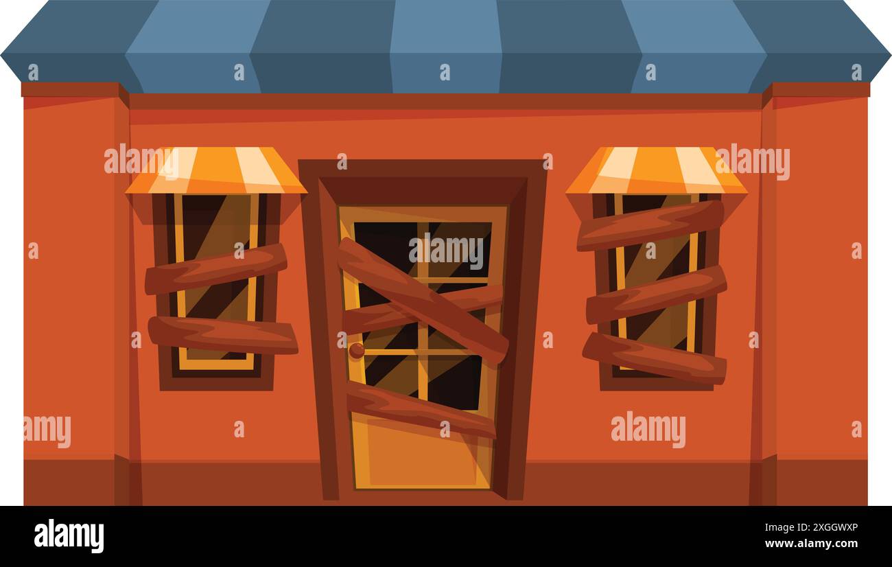 Old store with boarded up windows and doors is shown in this ...