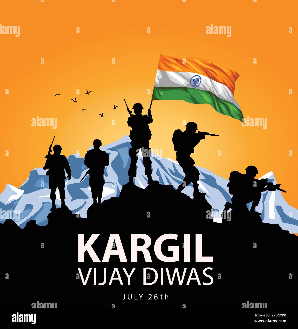 happy kargil vijay diwas. vector illustration of Indian army with flag. abstract vector ...