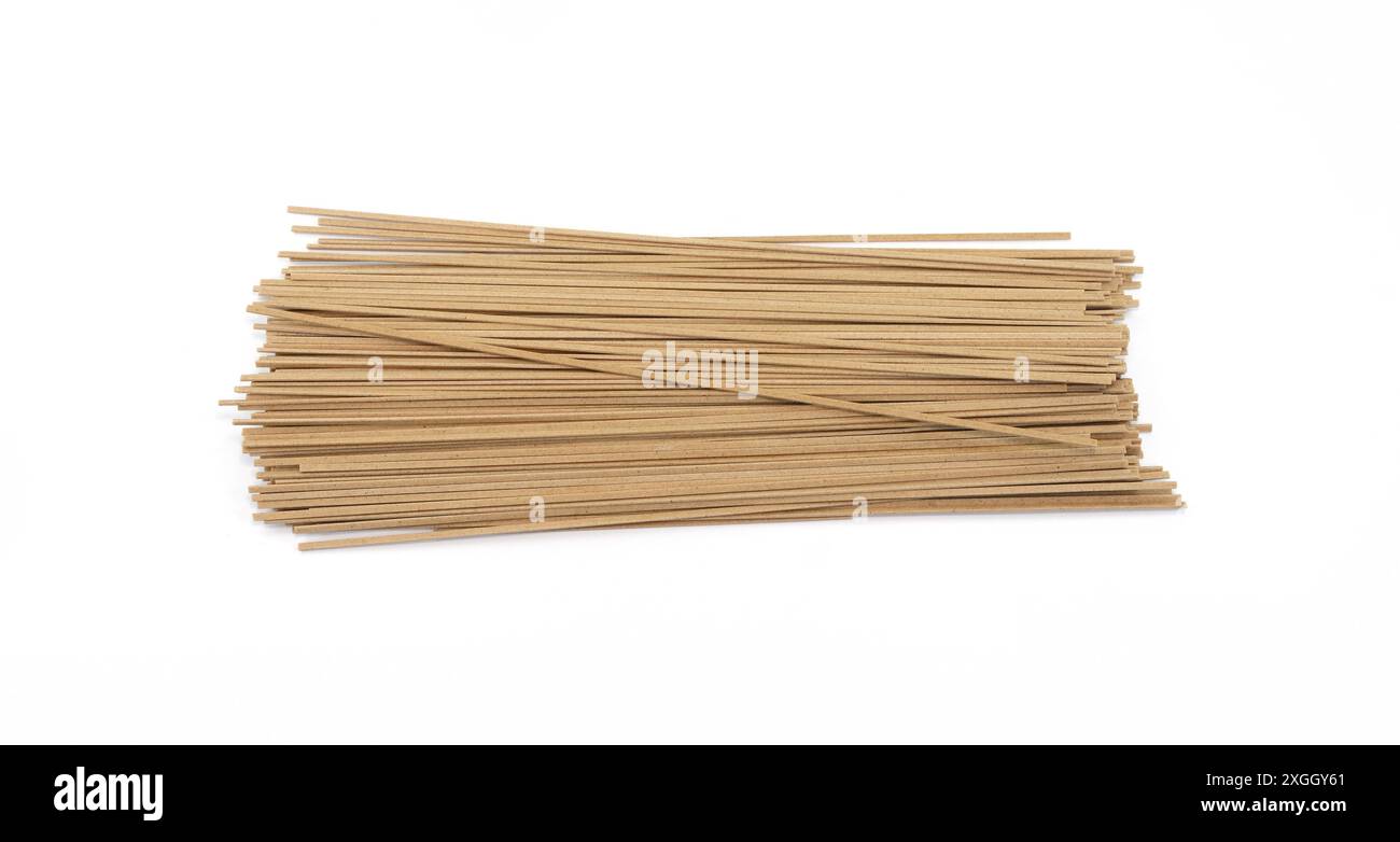 Soba noodles isolated. Soba raw noodles bunch isolated on white Stock ...