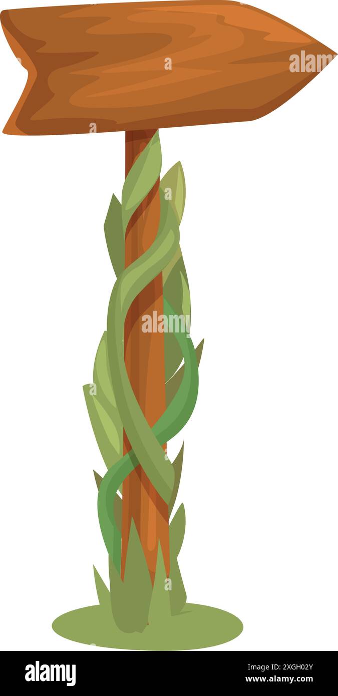 Wooden arrow sign covered with green plants, showing direction Stock ...