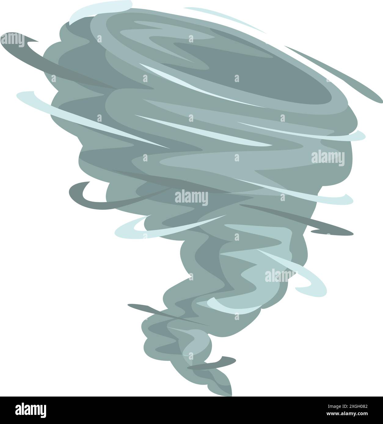 Cartoon illustration of a powerful destructive tornado rotating, a ...