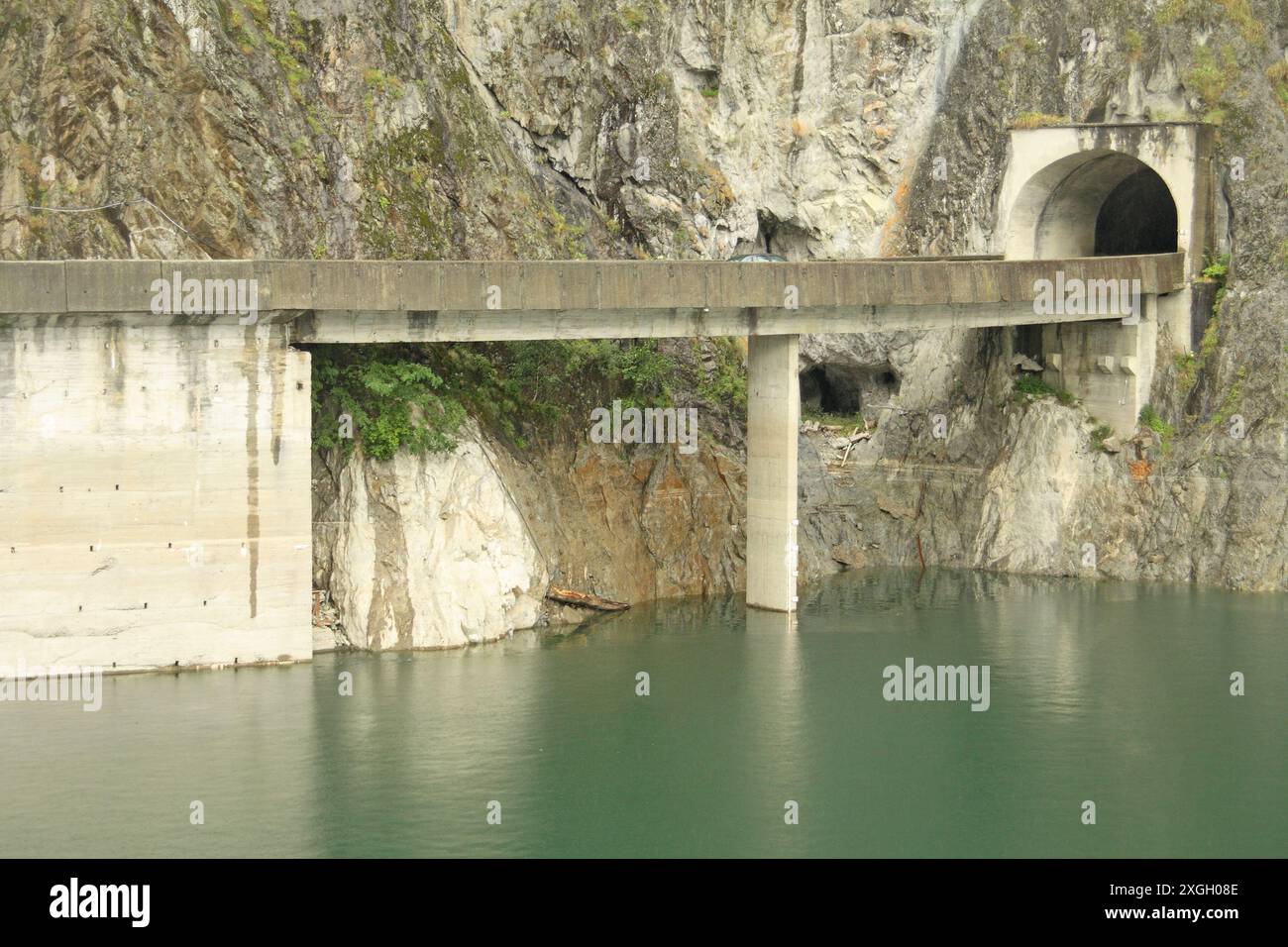 View from the Vidraru Dam on the Transfagarasan road, showing route ...