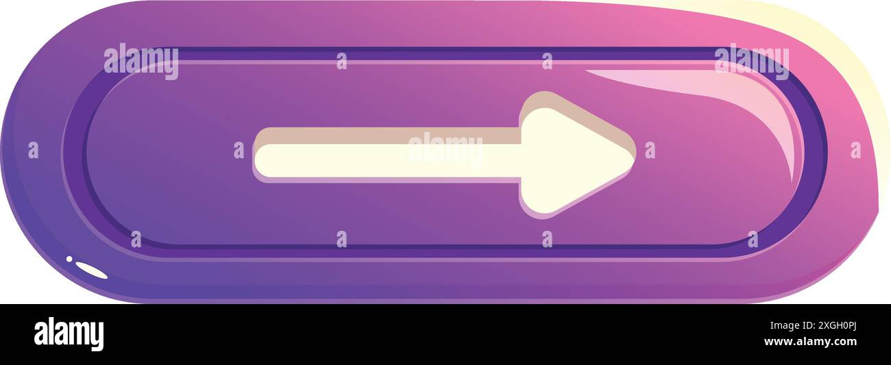 Glossy purple rounded rectangle button with an arrow pointing right ...