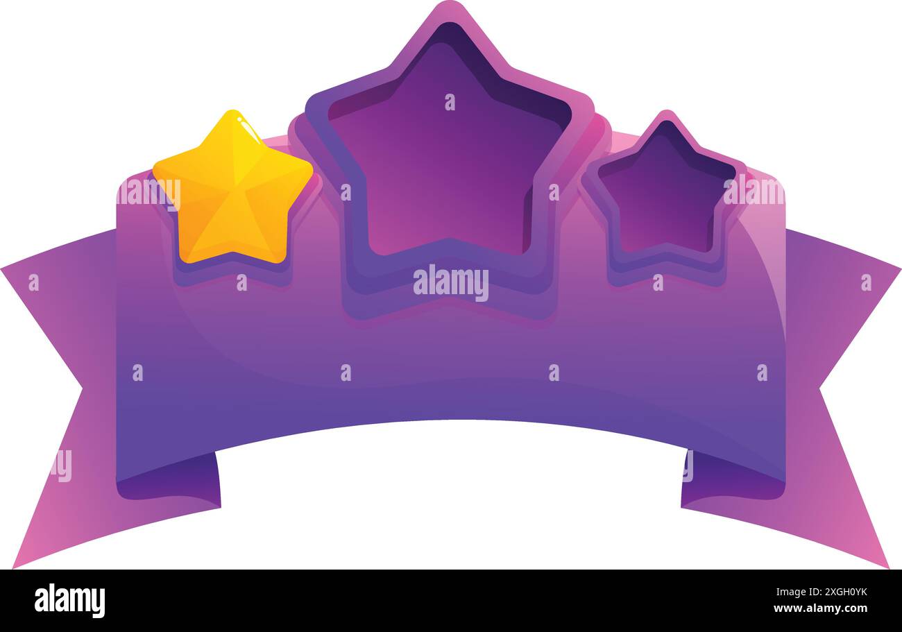 Purple banner showing customer review rating with three stars, concept ...