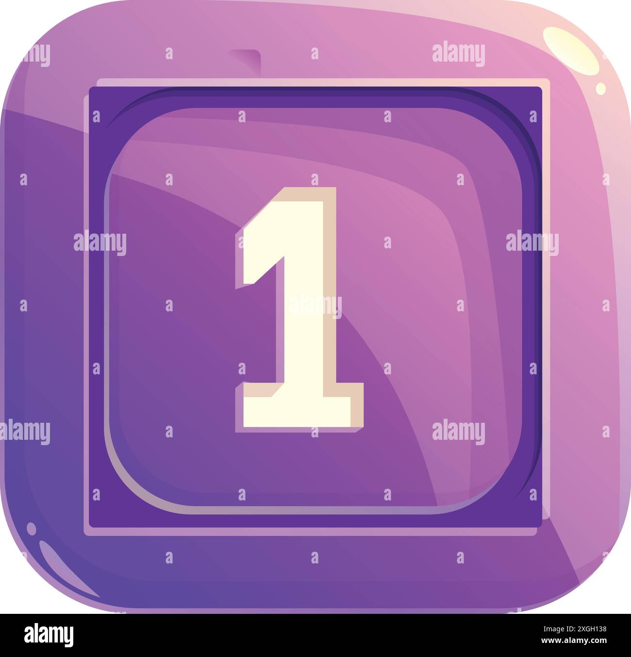 Purple square icon showing the number one hi-res stock photography and ...