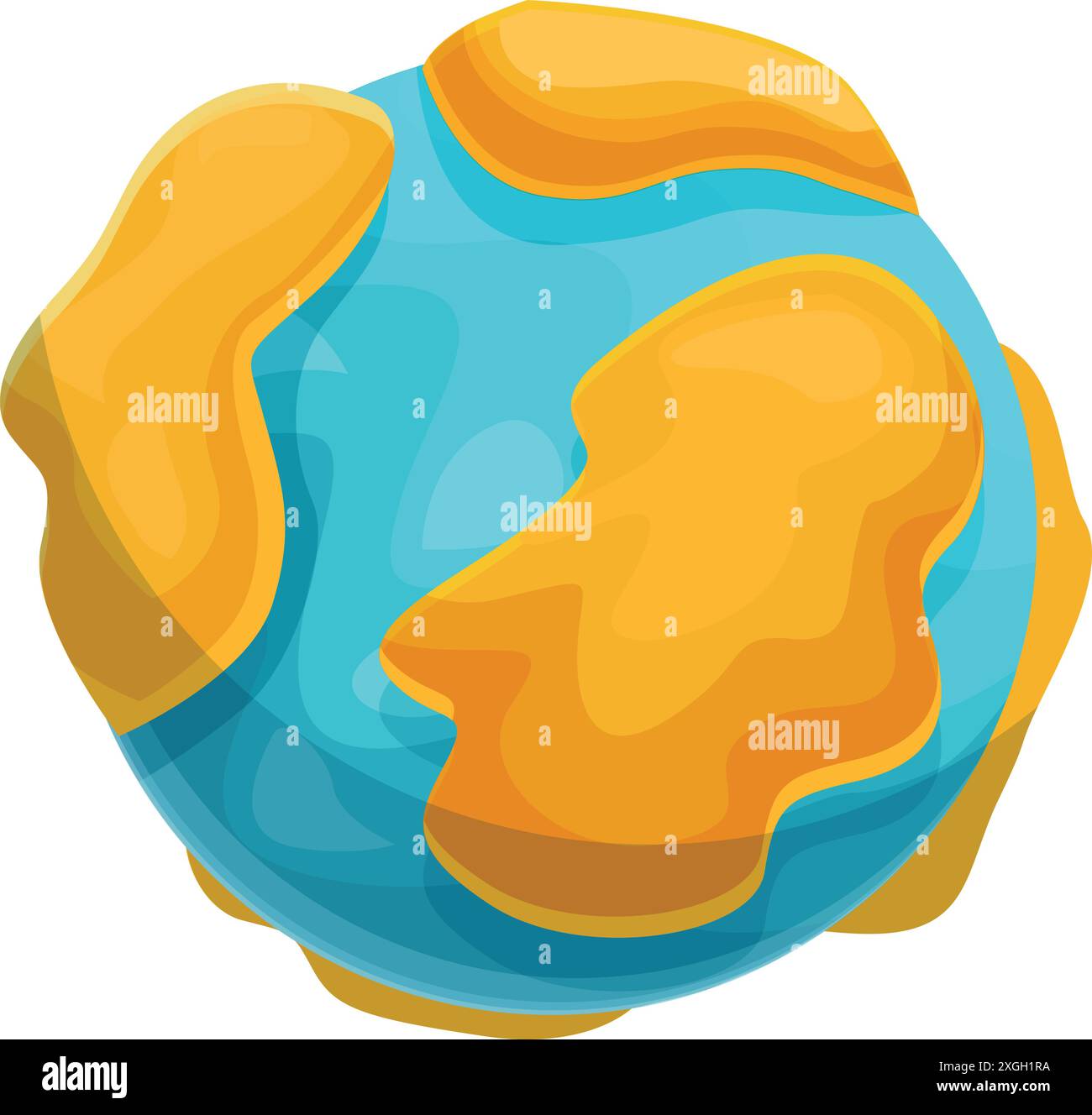 Cartoon planet is representing global warming effect with raising sea ...