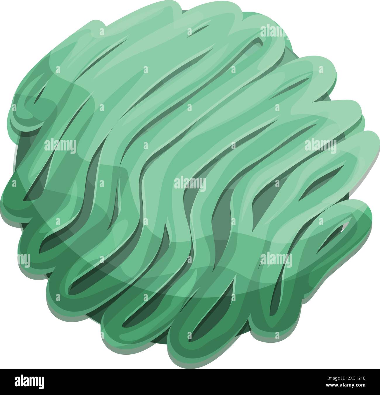 Green bacteria virus forming a sphere shape with wavy stripes on white ...