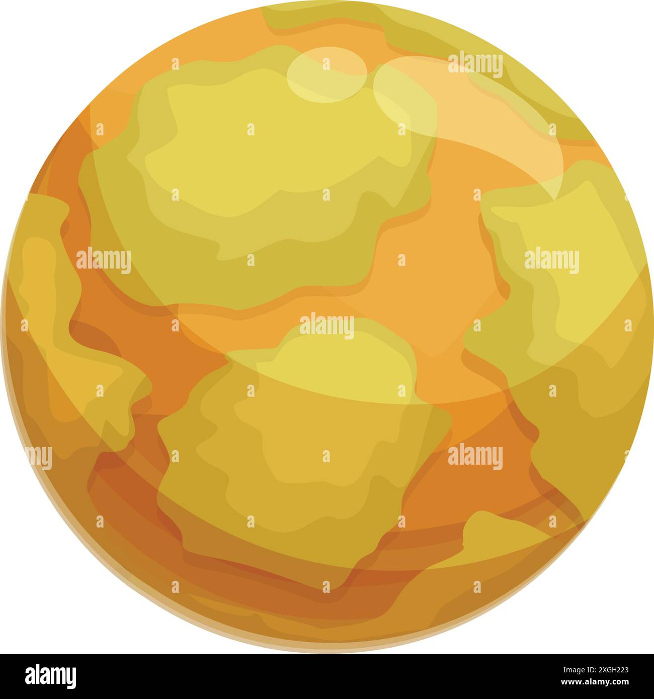 Illustration of a bright yellow planet with craters hi-res stock ...