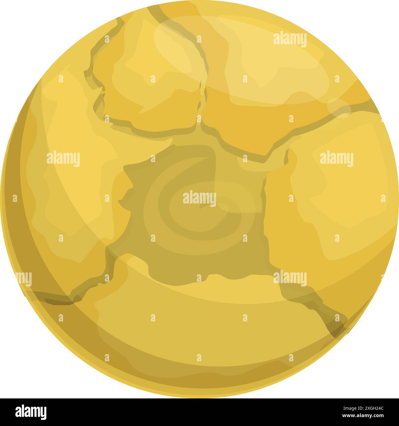 Yellow planet surface with craters representing global warming and ...