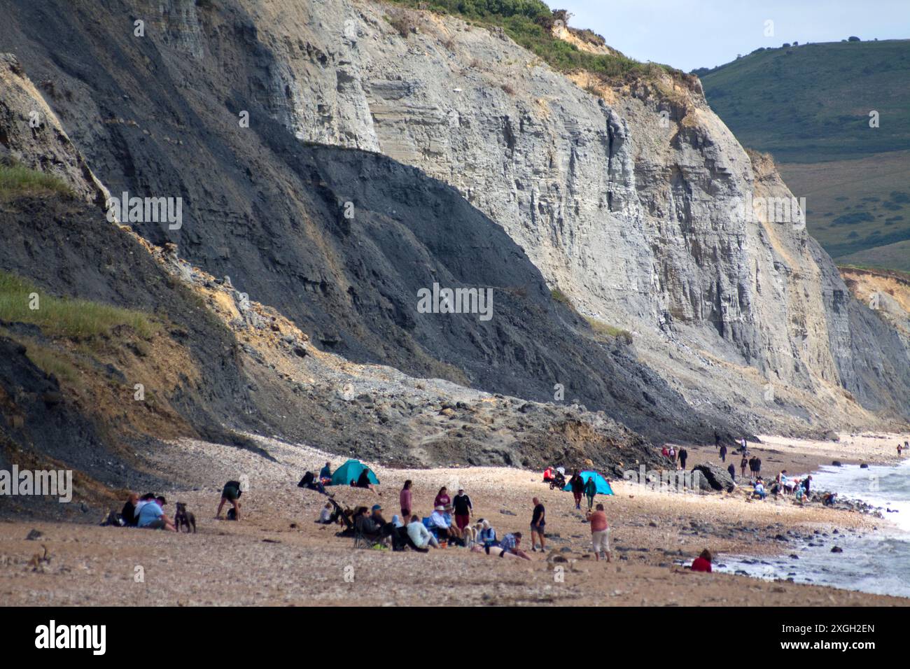 Charmouth Beach with Landslide from Cliffs West Dorset England uk July ...