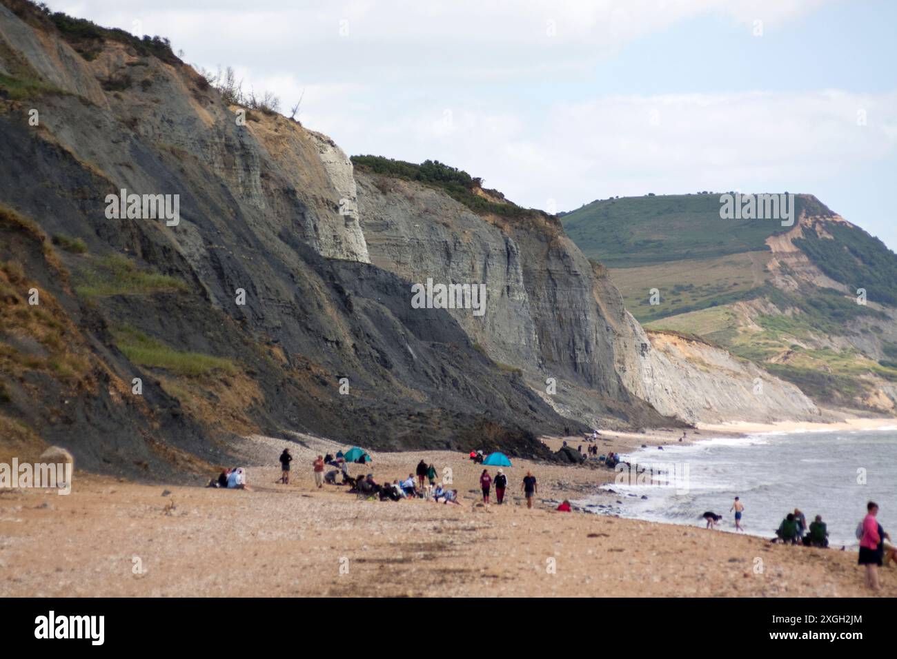 Charmouth Beach with Landslide from Cliffs West Dorset England uk July ...