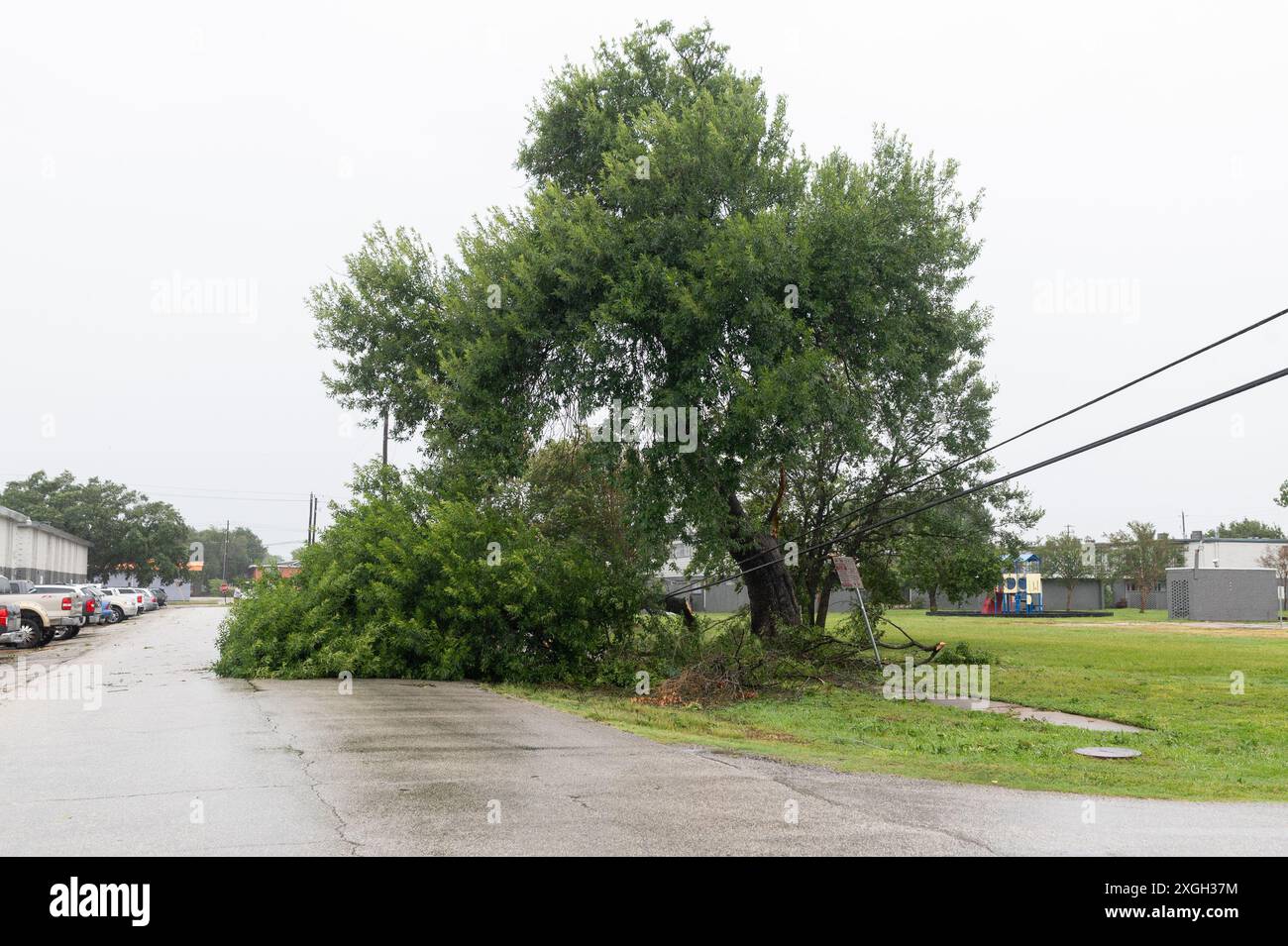 South Houston, USA. 08th July, 2024. The destruction left behind from ...
