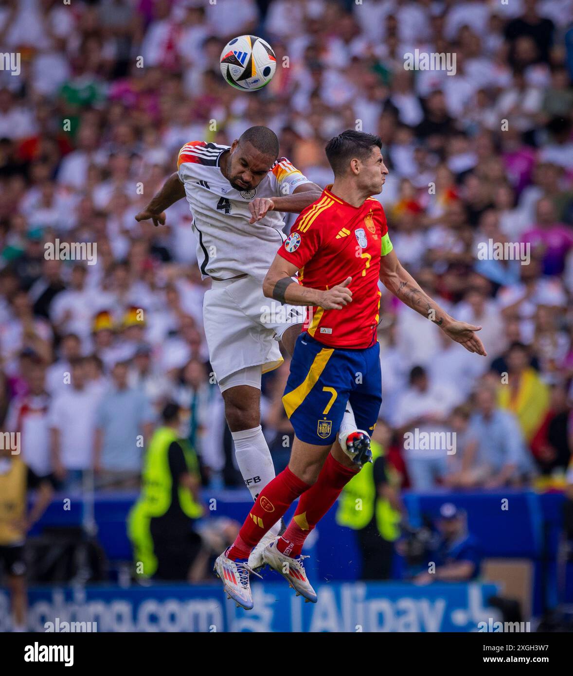 Stuttgart, Germany. 05th Jul 2024. Jonathan Tah (DFB) Alvaro Morata ...