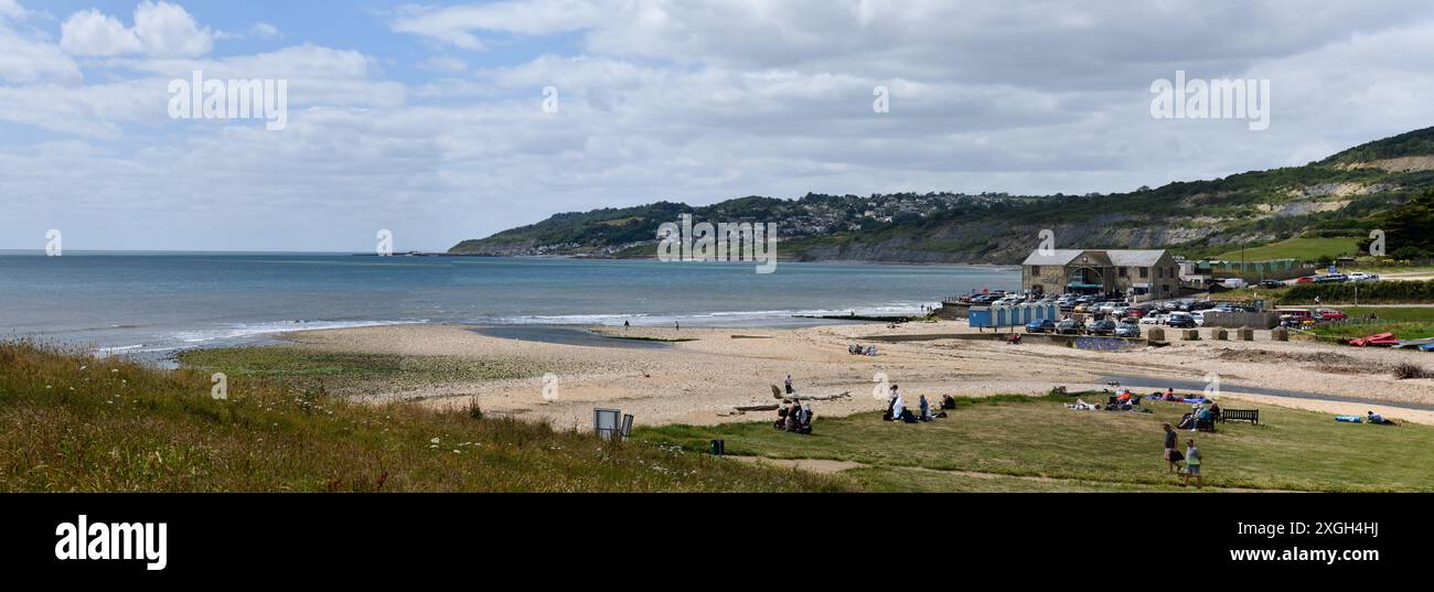 Charmouth Beach with River Char Estuary and Lyme Regis in the ...