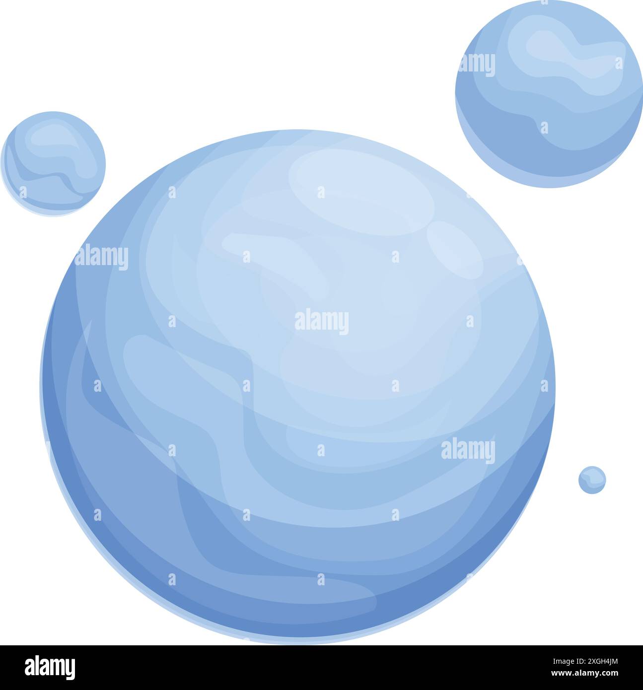 Cartoon blue planet floating in space with smaller moons orbiting ...