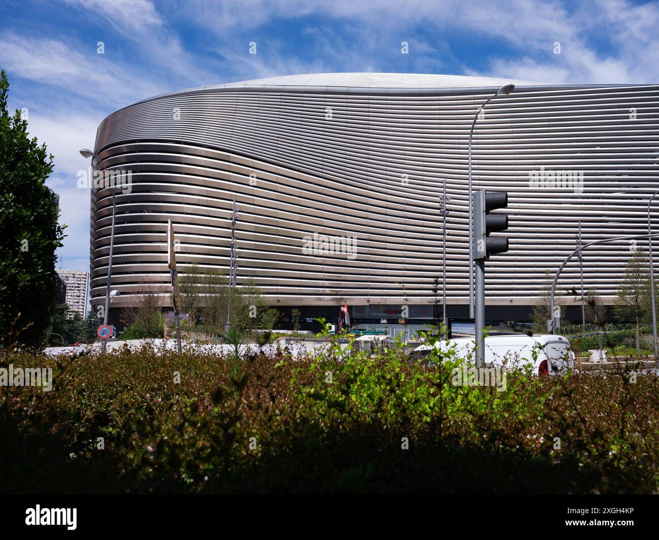 A general view of the exterior of at Real Madrid's Santiago Bernabeu ...