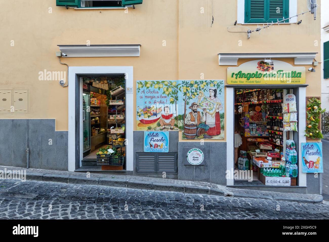 A local shop in Ischia, Italy with beautiful tiled fresco Stock Photo ...
