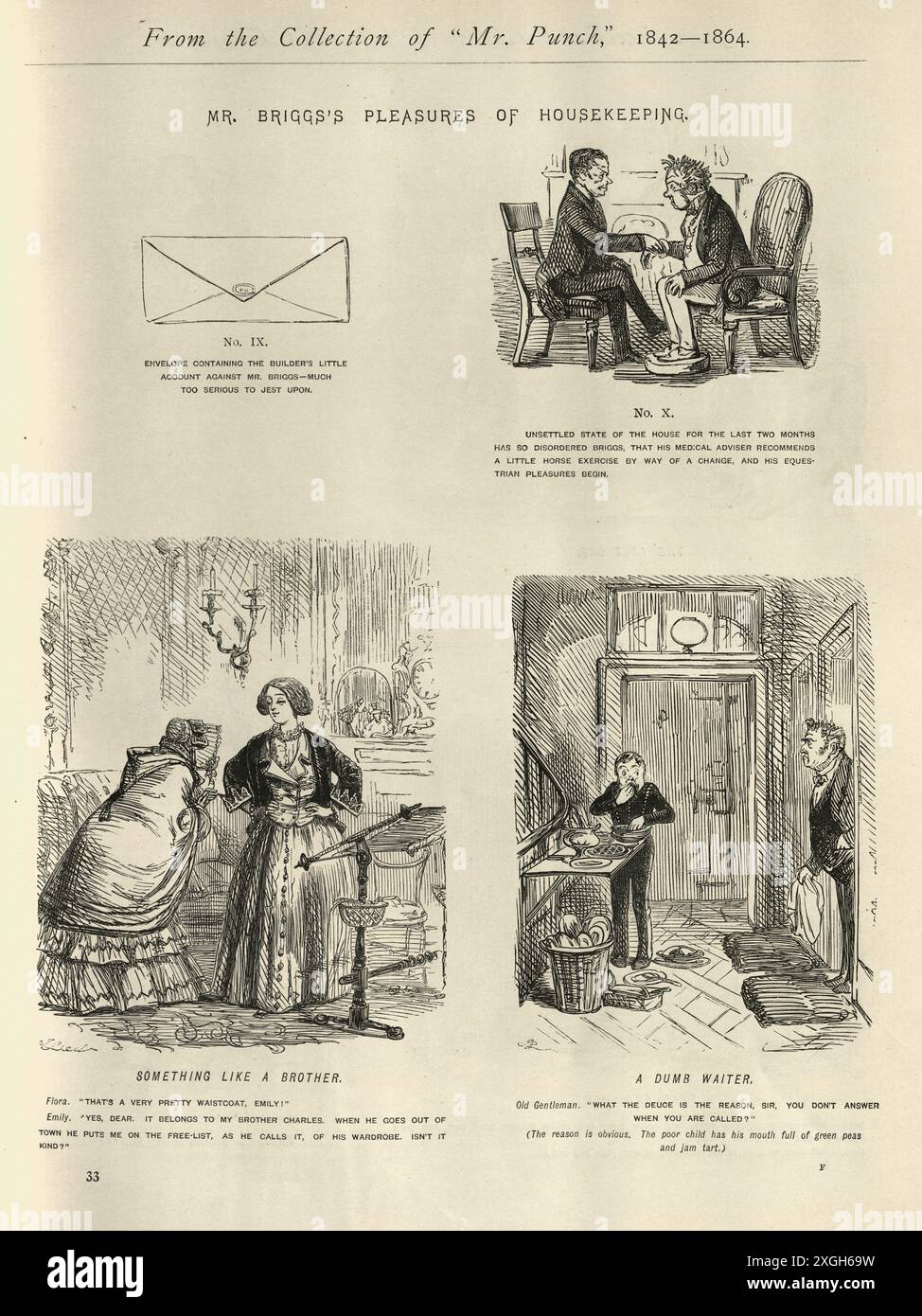 Vintage illustration cartoon by John Leech, Mr Brigg's Pleasures of ...