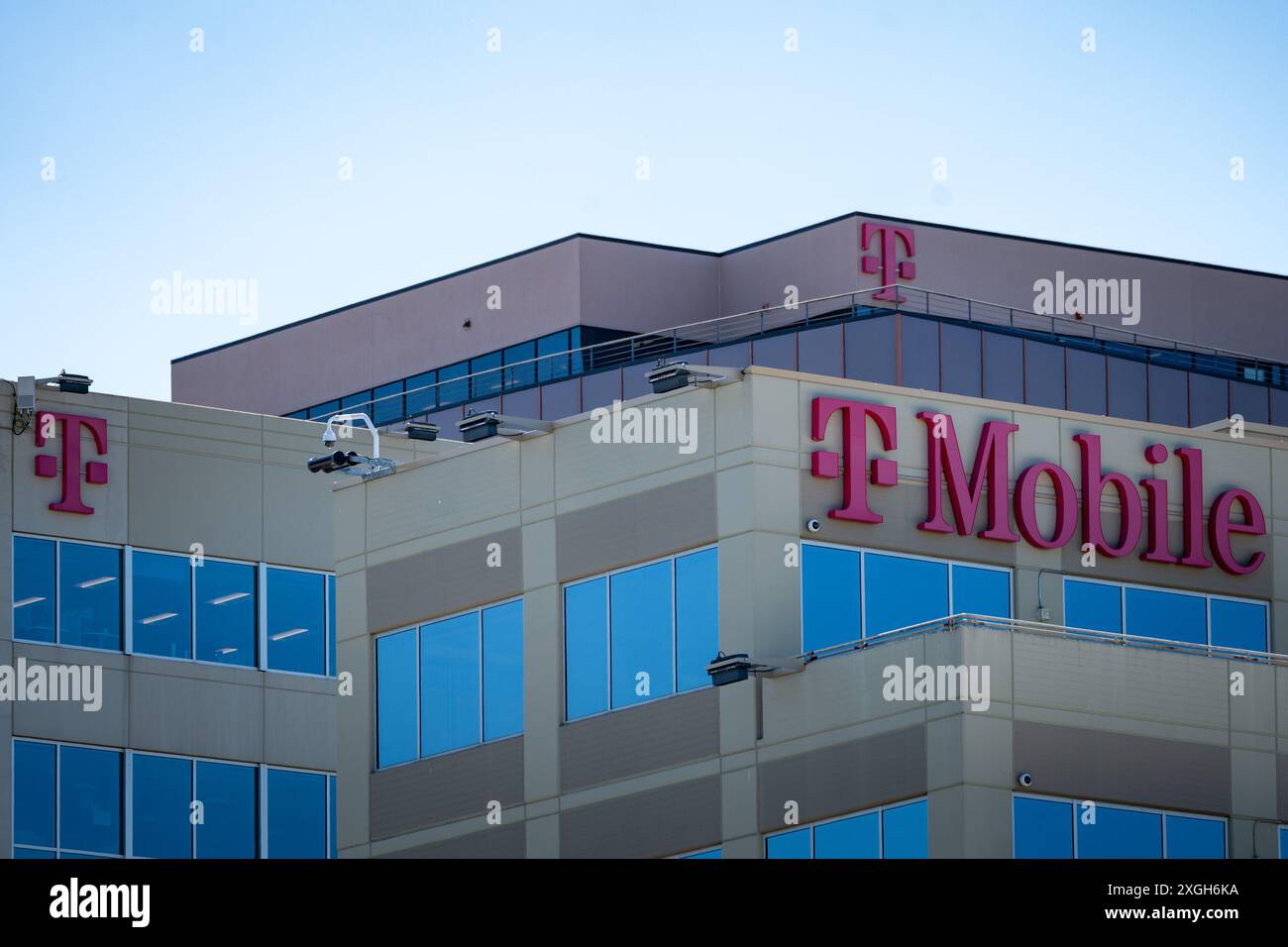 T-Mobile office buildings are marked with their logo at the T-Mobile ...