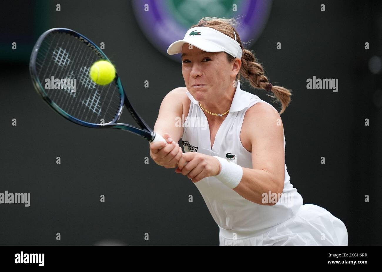 Lulu Sun in action against Donna Vekic (not pictured) on day nine of ...