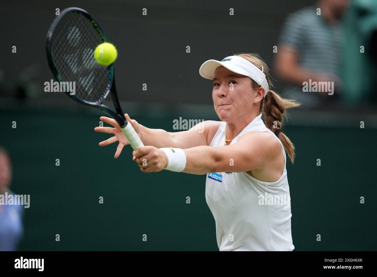 Lulu Sun in action against Donna Vekic (not pictured) on day nine of ...