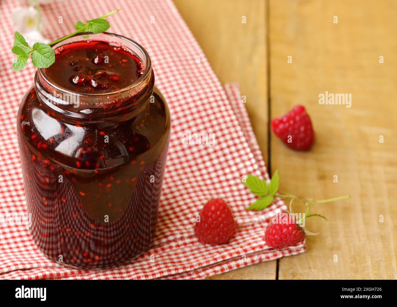 organic natural raspberry jam for dessert Stock Photo - Alamy