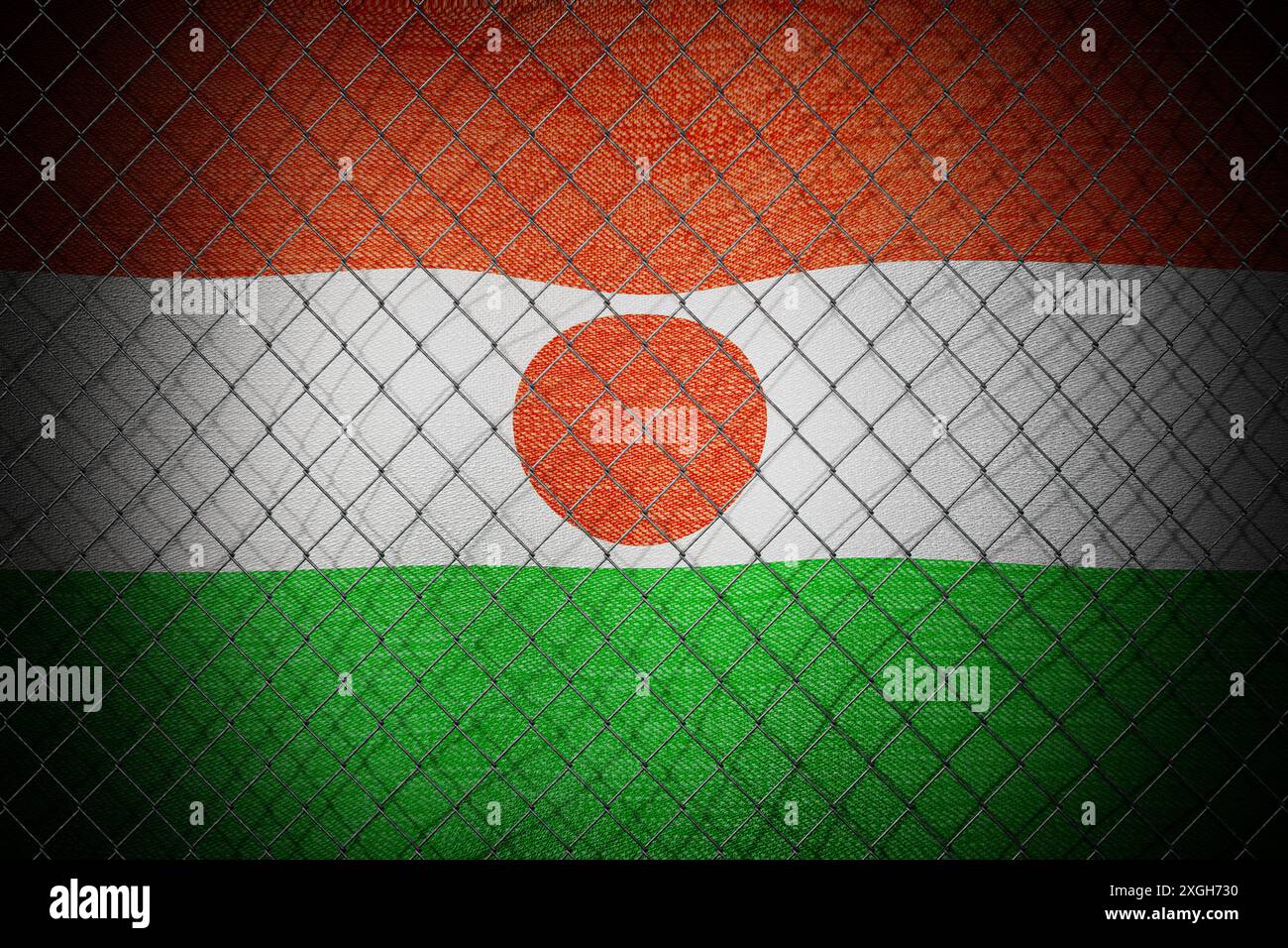 Flag behind metal fence hi-res stock photography and images - Alamy