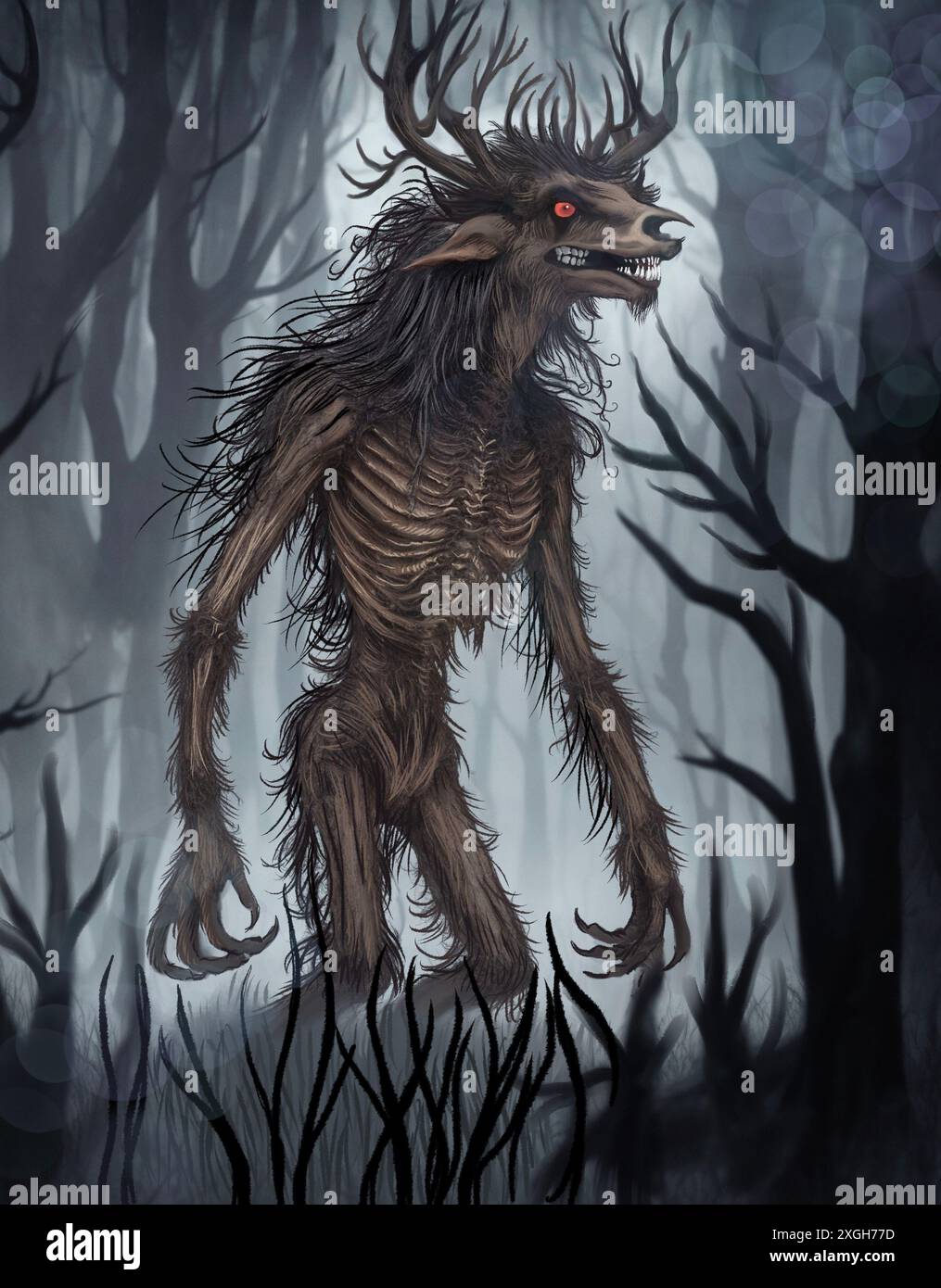 Evil Wendigo / Jersey Devil Cryptid illustration Stock Photo - Alamy