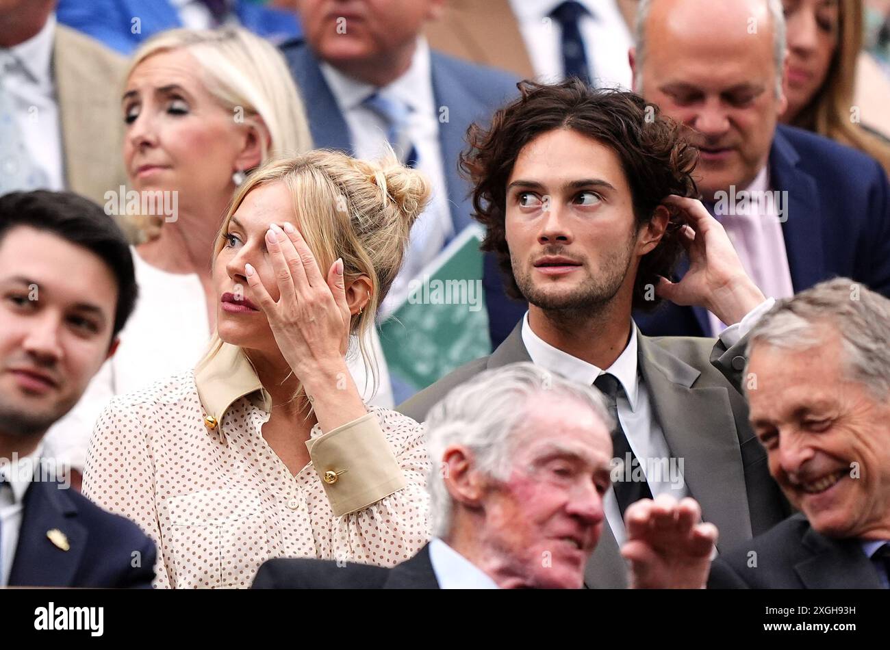 Sienna Miller and Oli Green in the royal box on day nine of the 2024 ...